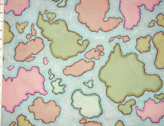 1 Fat Quarter Kaffe Fassett MAP GP120 GREEN Topographical Maps | Etsy