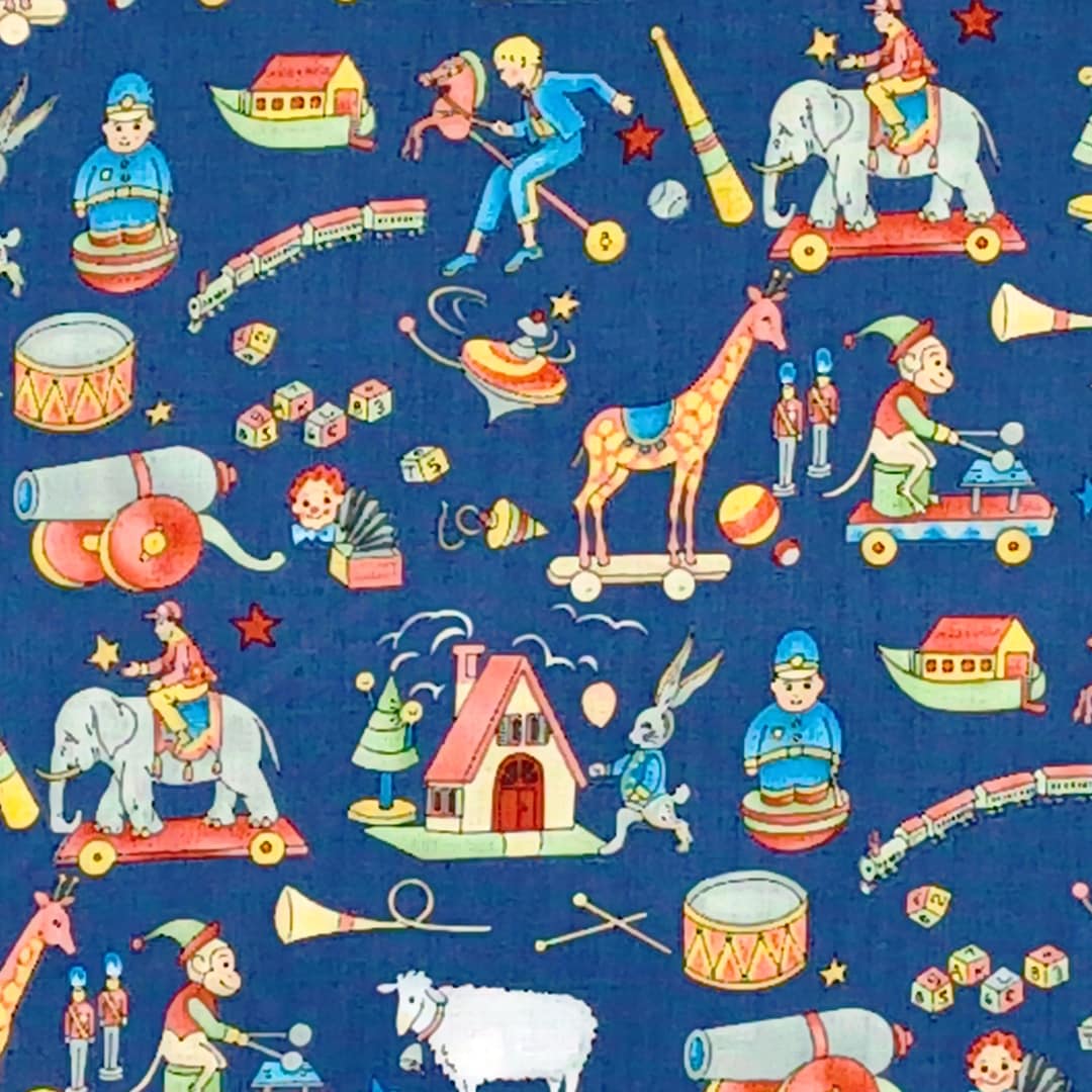 1 Yard ANTIQUE TOY BOX Vintage Victorian Tin Toys Tops Train Drum Jack ...