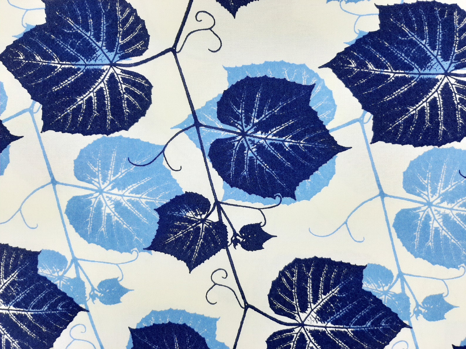 1 Yard Ty Pennington Ivy VINE & LEAF Leaves Impressions PWTY017 Blue ...