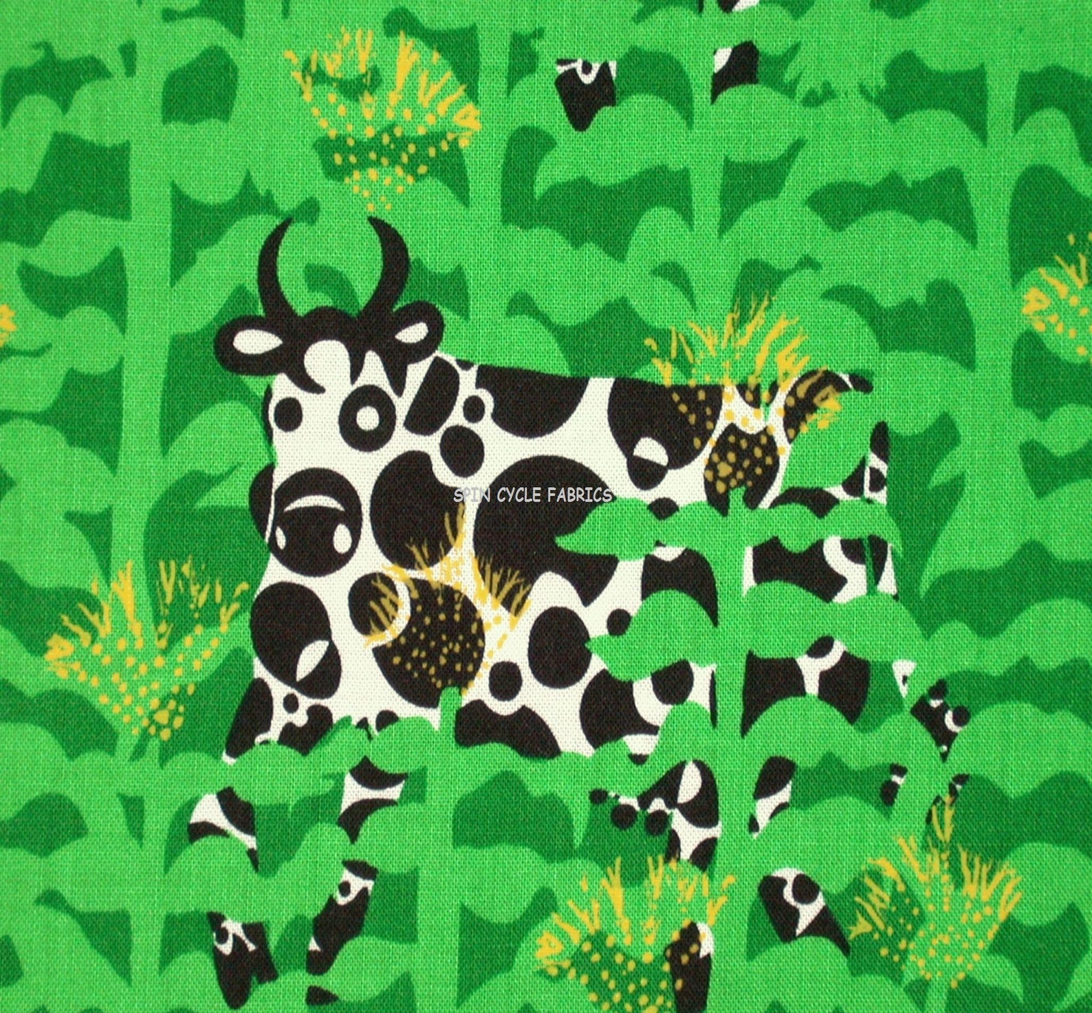 1 Fat Quarter COWS in the CORN Polka Dot Bovine Moo Chic Summer Farm ...