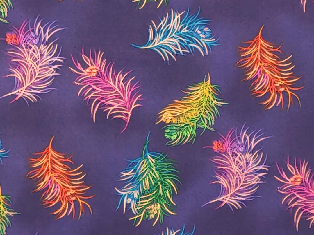 1 Yard NEON PLUMES FEDERN Vogel Lila Bunt Gold Metallic - Etsy.de