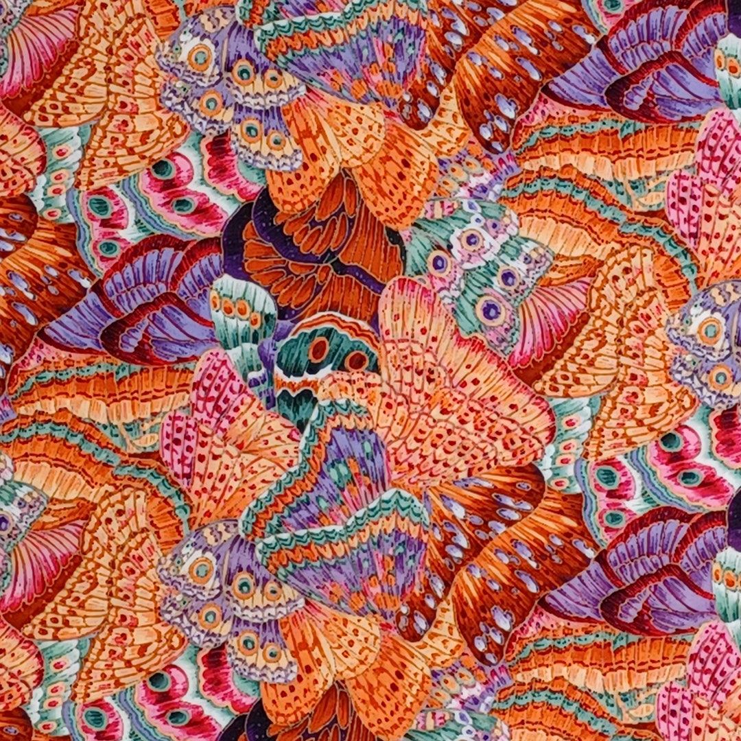 1 Fat Quarter BUTTERFLY WING COLLAGE Orange Purple Gold Metallic ...