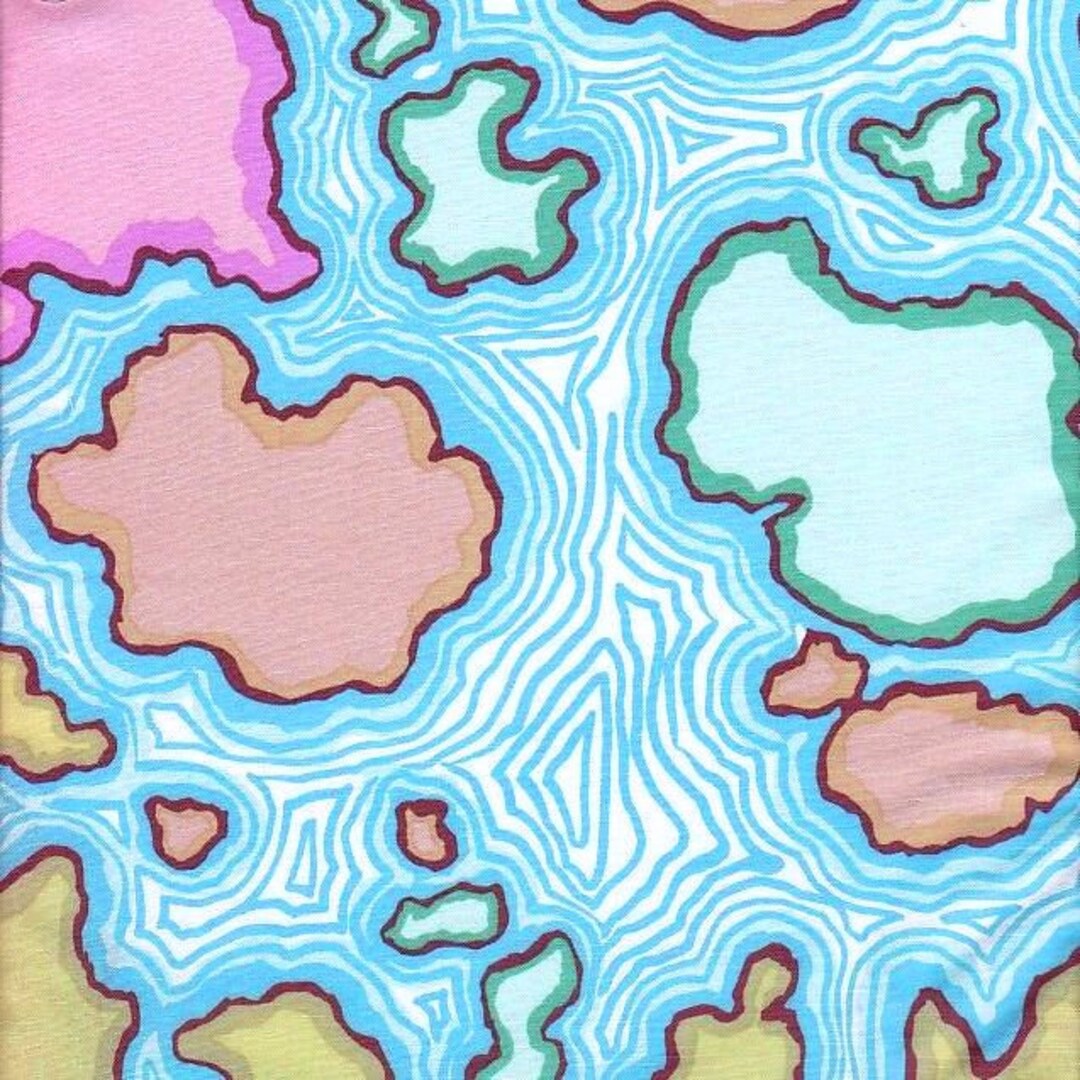 1 Fat Quarter Kaffe Fassett MAP GP120 GREEN Topographical Maps Abstract ...