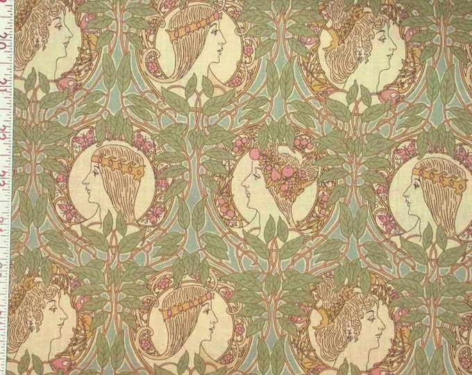 1 Fat Quarter GREEK GODS GODDESSES Ancient Portrait Cameos Filigree ...