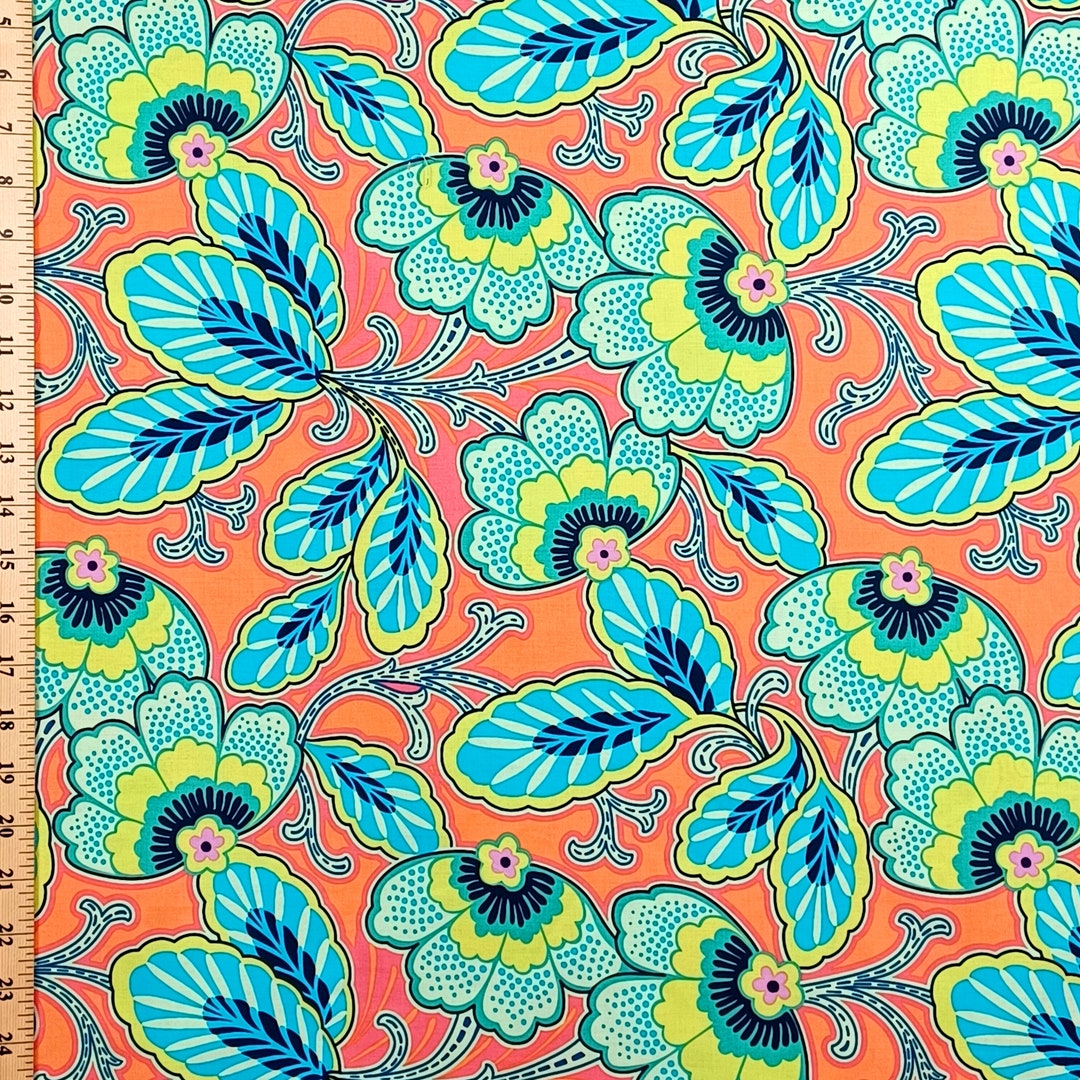 1 Fat Quarter Amy Butler LARK Floral Couture PWAB073 Mandarin Orange ...
