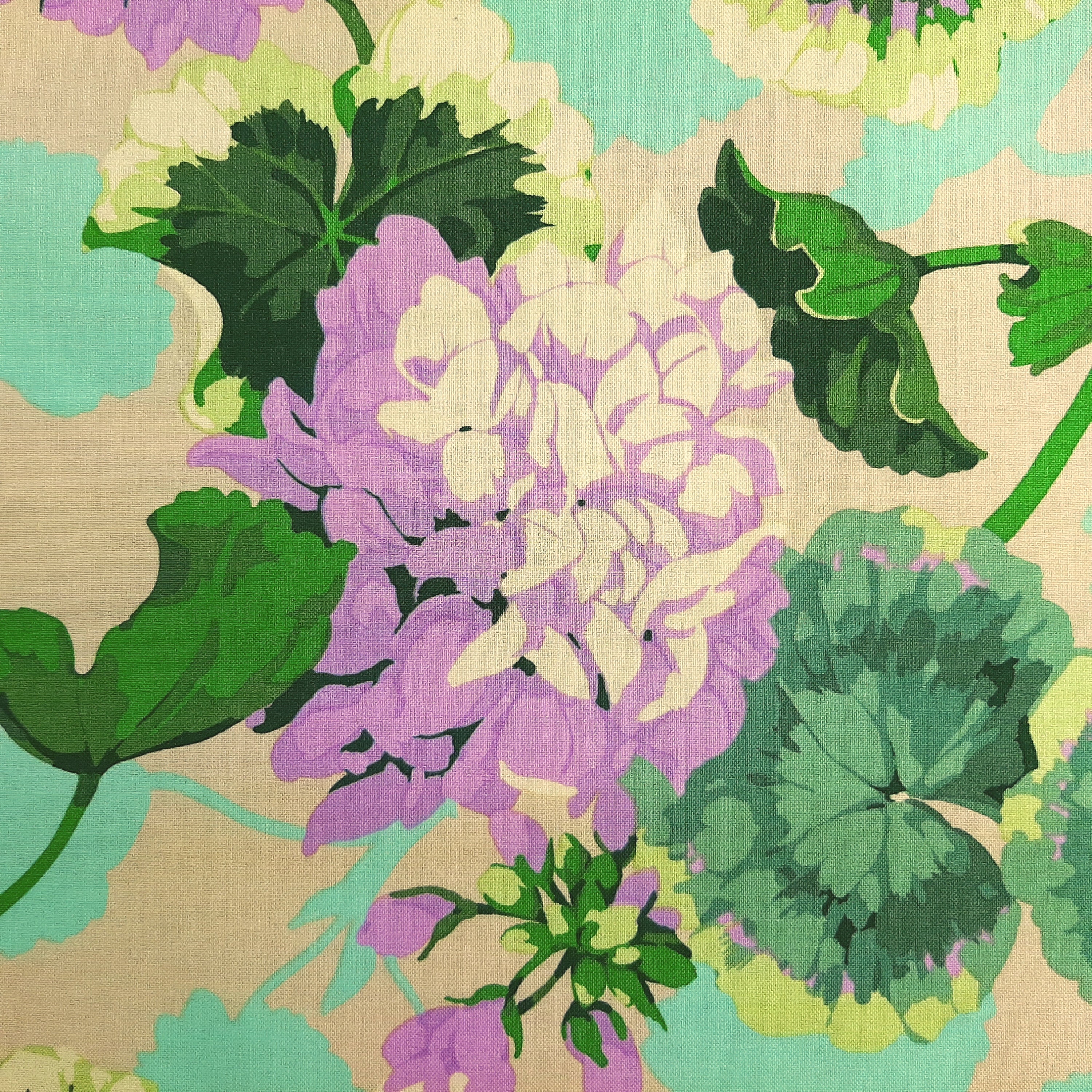 1 Fat Quarter Variegated Garden Geranium Martha Negley Green Aqua