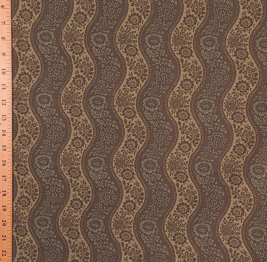 1 Yard Sentimental Journey WAVY FLOWER STRIPE Circa 1800's Reproduction ...