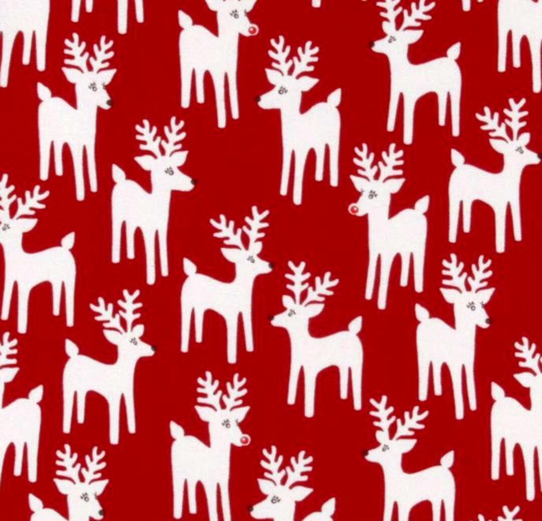 1 Fat Quarter RED CHRISTMAS REINDEER Sparkle All the Way Amy Suther ...