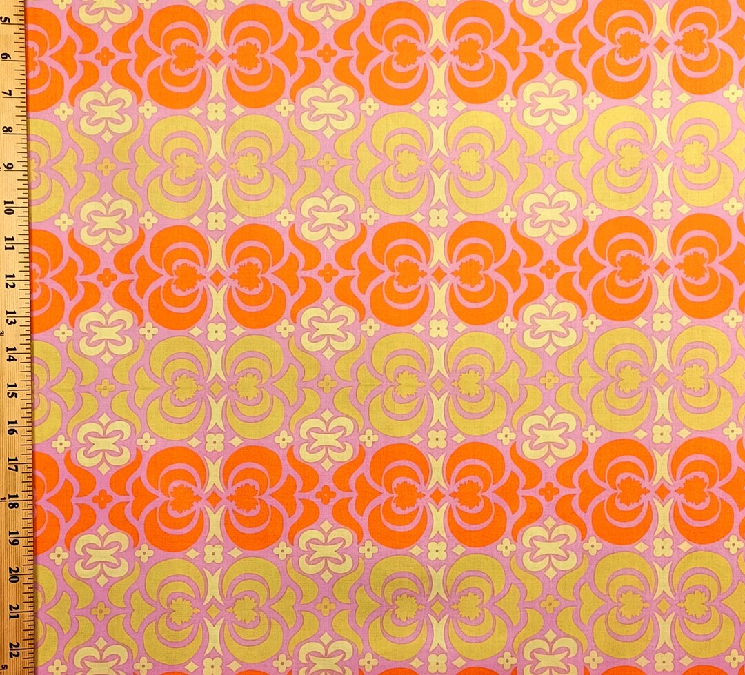 1 Yard Amy Butler MIDWEST MODERN Garden Maze AB23 Pink Orange Floral ...