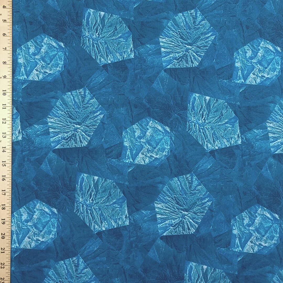 1 Yard Jelly Crush CRYSTALS GEODS Deep Blue Tonal Tone on Tone ...