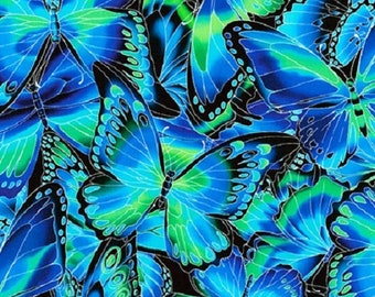 1 Yard Gorgeous BUTTERFLY COLLAGE Nature Studies Rainbow | Etsy