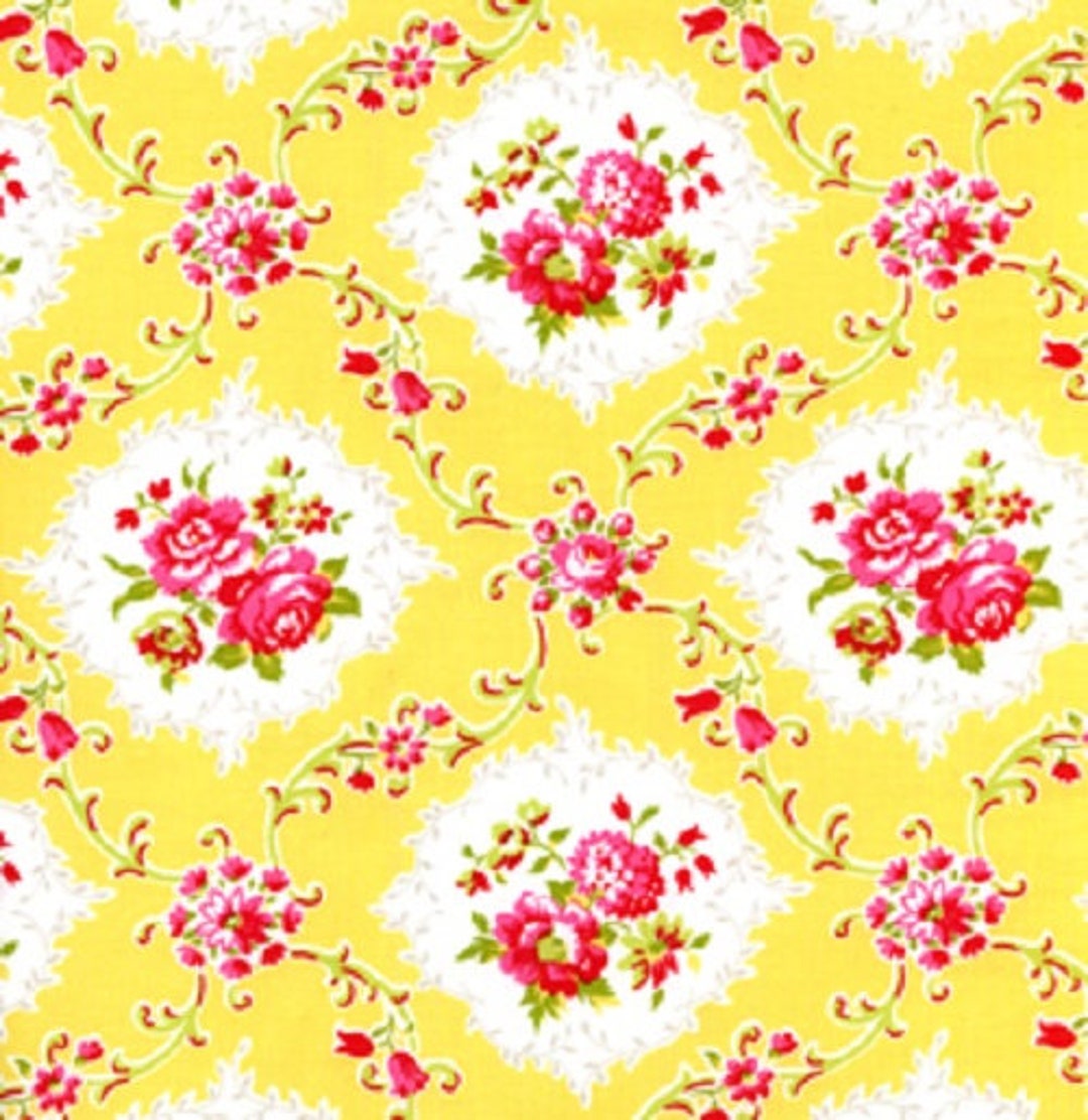 1 Fat Quarter Dance With Me KAYLA Rose Medallions Floral Shabby Chic J ...
