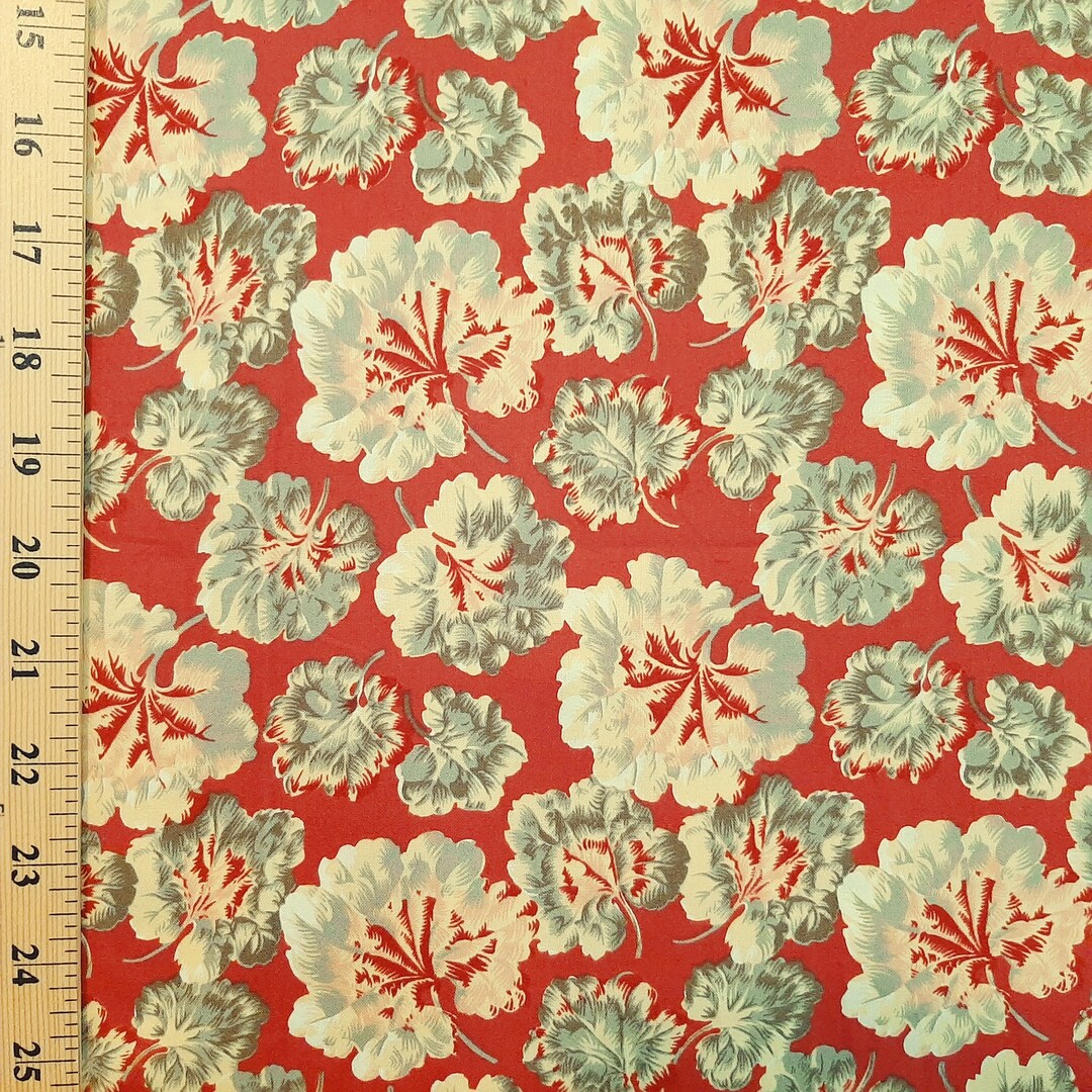 1 Yard LEAF TOSS Red Sweet Geraniums II Leaves Garden Floral Free ...