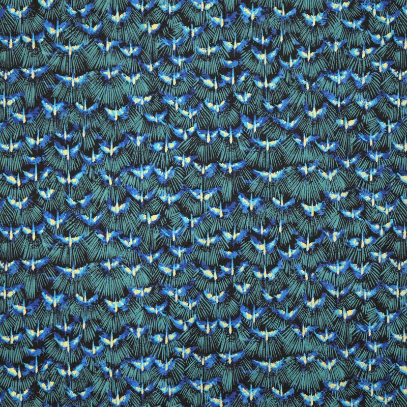 Blue Feather Fabric - Etsy