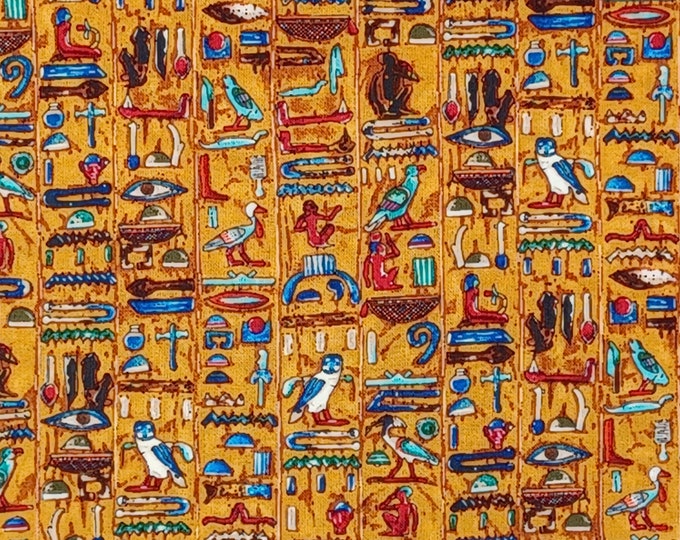 1 Fat Quarter EGYPTIAN HIEROGLYPHICS Ancient Egypt Text Language Sphinx ...