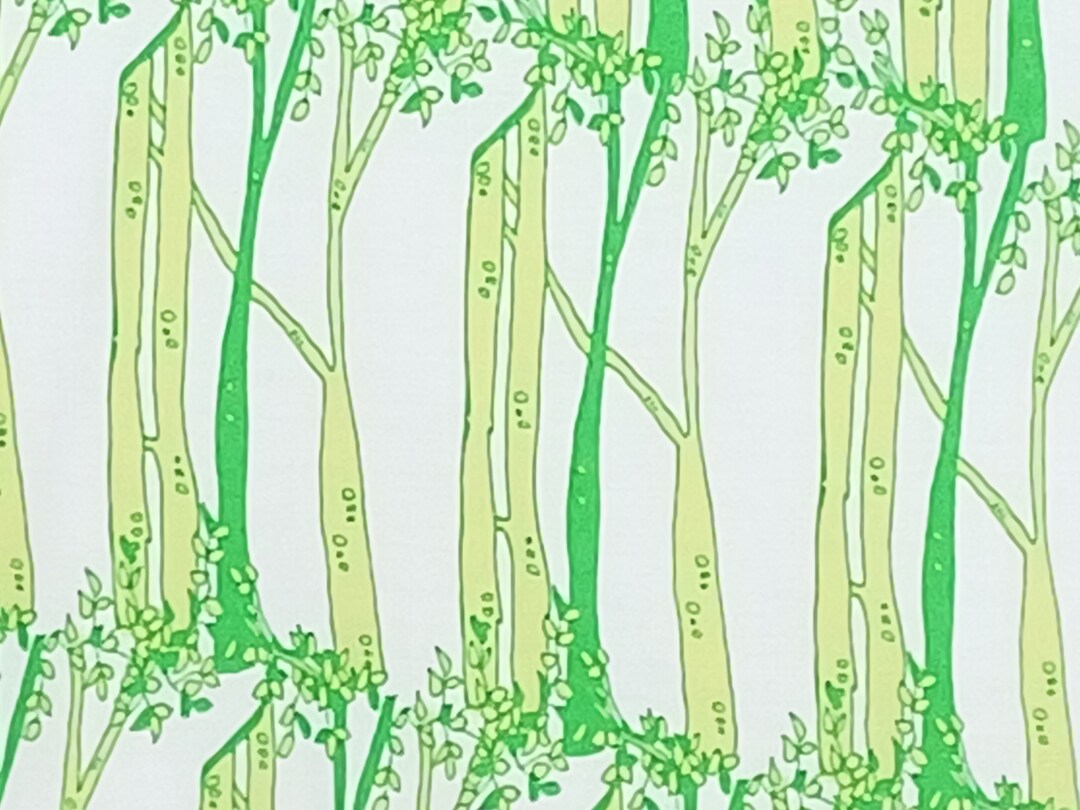 1 Yard OPAL OWL BARK Leaves Trees Lime Green Tina Givens Free Spirit ...