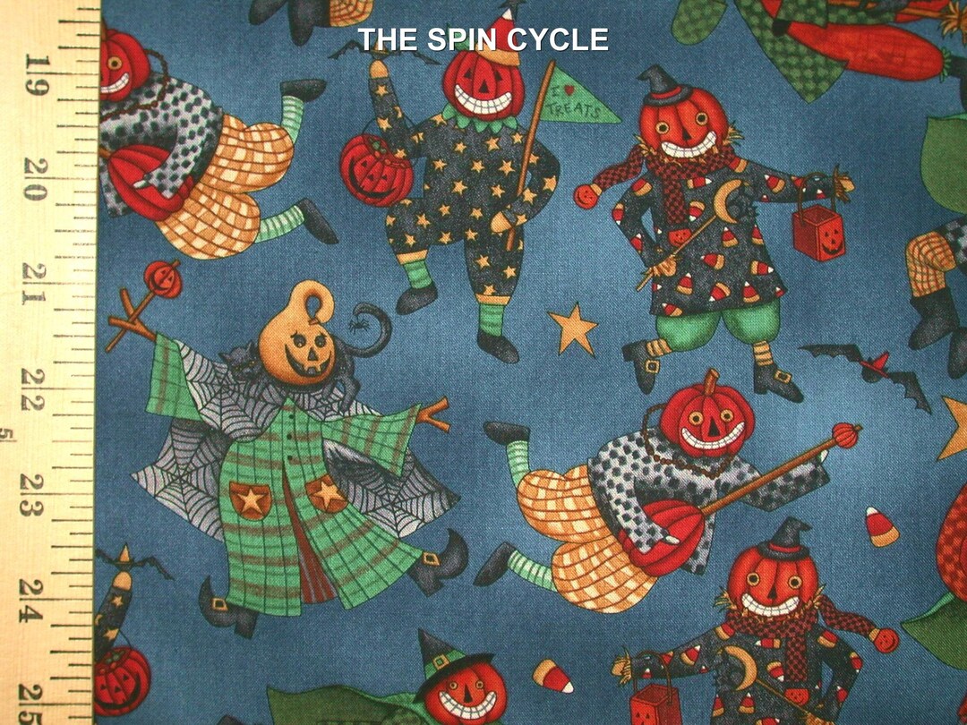 1 Fat Quarter HALLOWEEN GROOVE Dancing Scarecrow Jacks Vintage Style ...