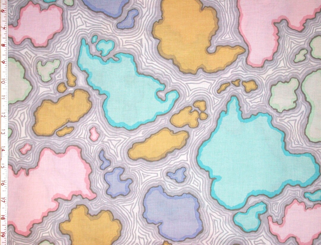 1 Fat Quarter Kaffe Fassett MAP GP120 PASTEL Topographical Maps ...