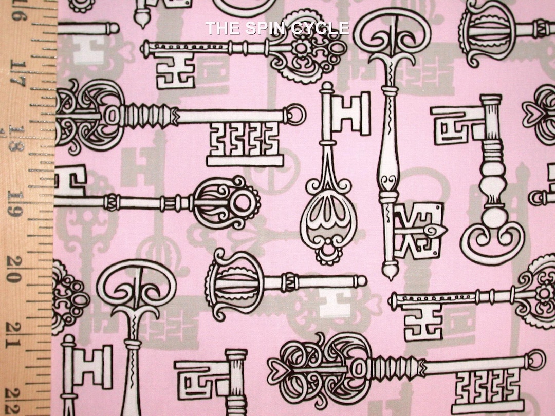 1 Fat Quarter Ornate THE KEY Le Cle Huge Vintage Style Skeleton Keys ...