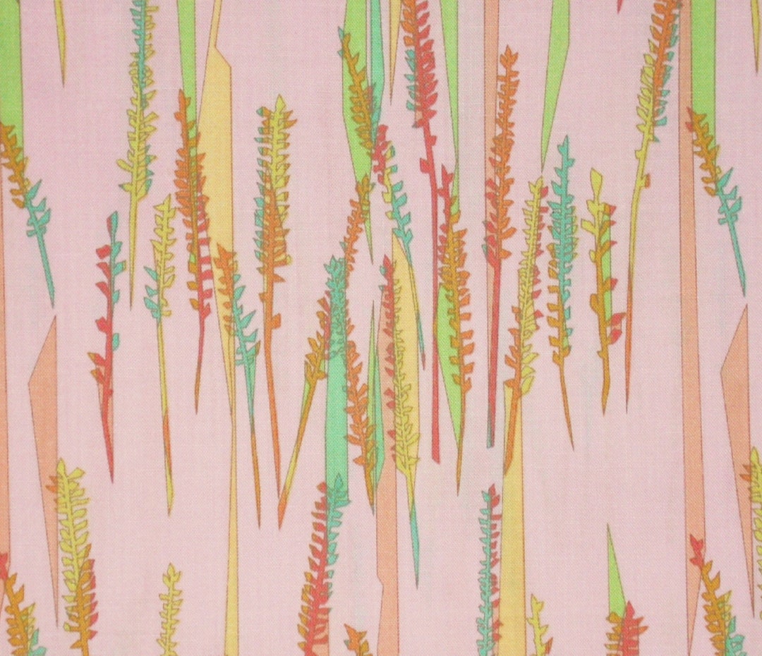 1 Fat Quarter Glimmer WILD FERNS & REEDS Pink Field Study Kristine ...