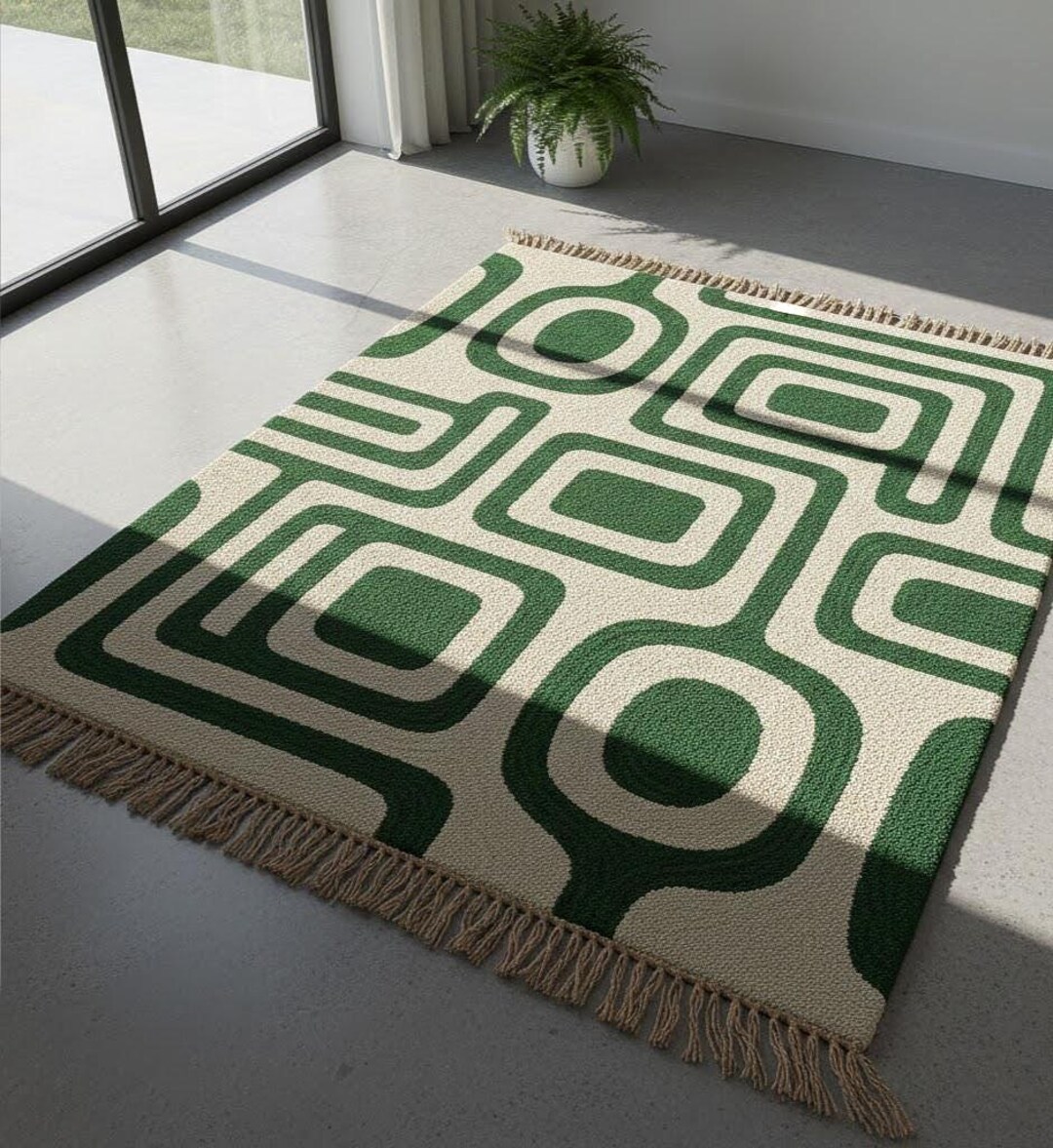 The Emerald Ripple Modern Tufted Carpet - Etsy