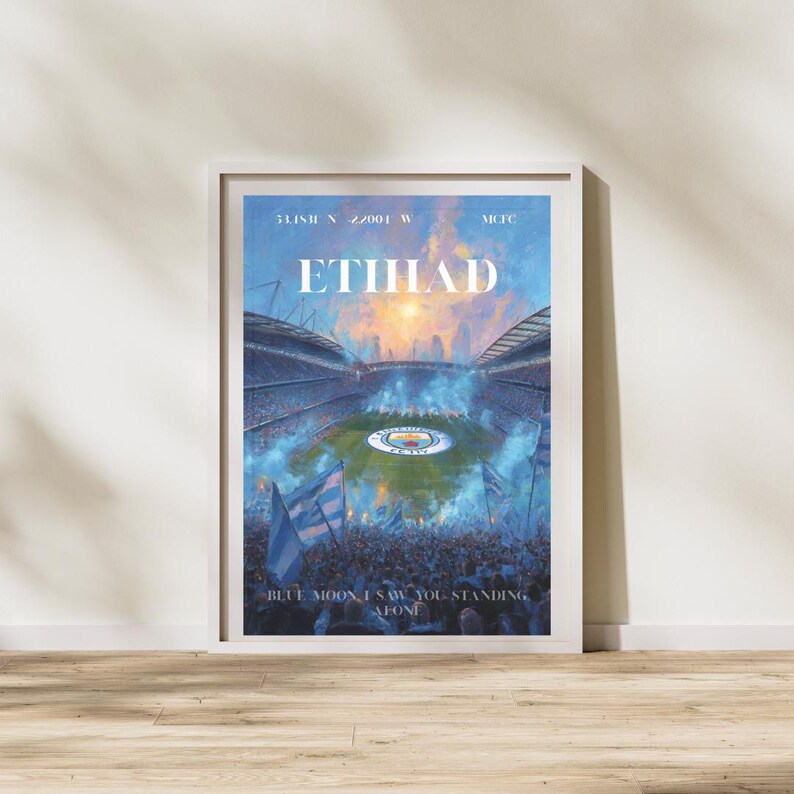 Etihad Stadium Art Print: Man City Football Stadium Poster Gift - Etsy