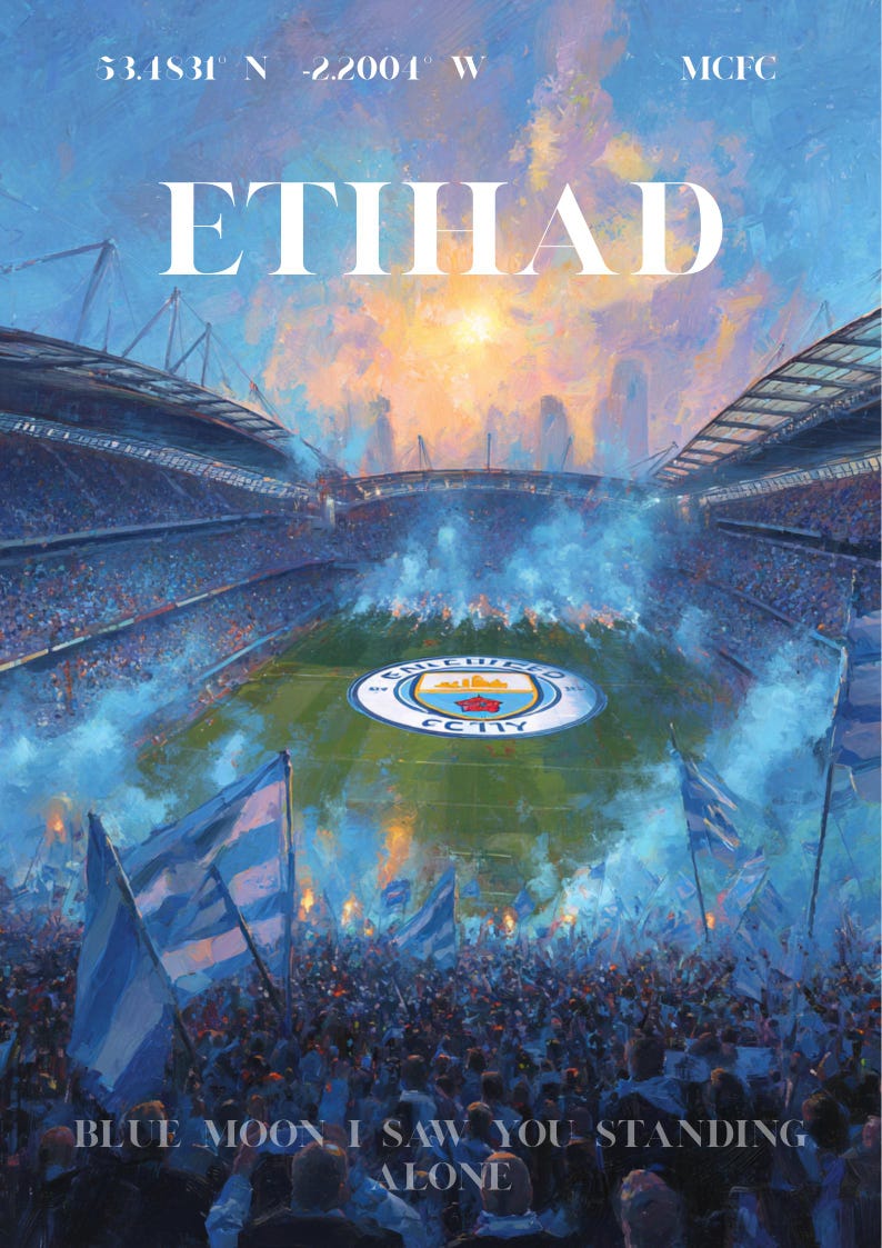 Etihad Stadium Art Print: Man City Football Stadium Poster Gift - Etsy