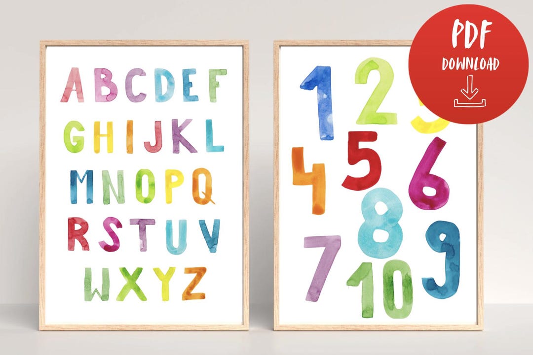 ABC and Numbers Poster Set | Colorful & Simple | Alphabet and Numbers ...