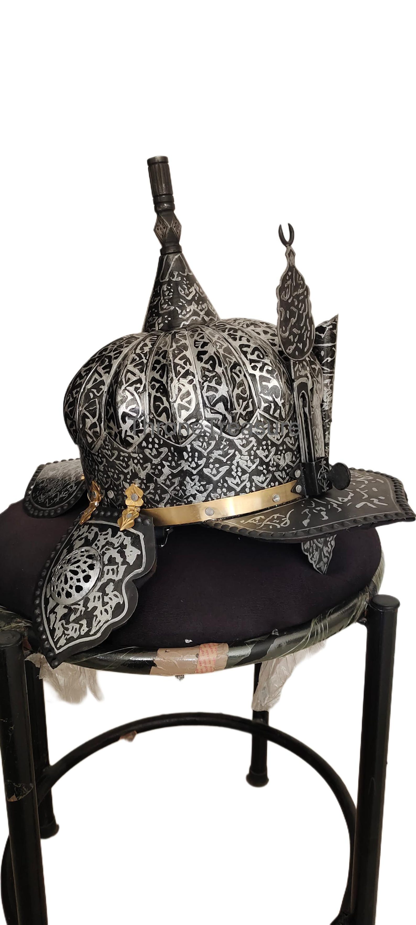 Medieval Ottoman Turkish Warrior Helmet Islamic Arabic Calligraphy ...