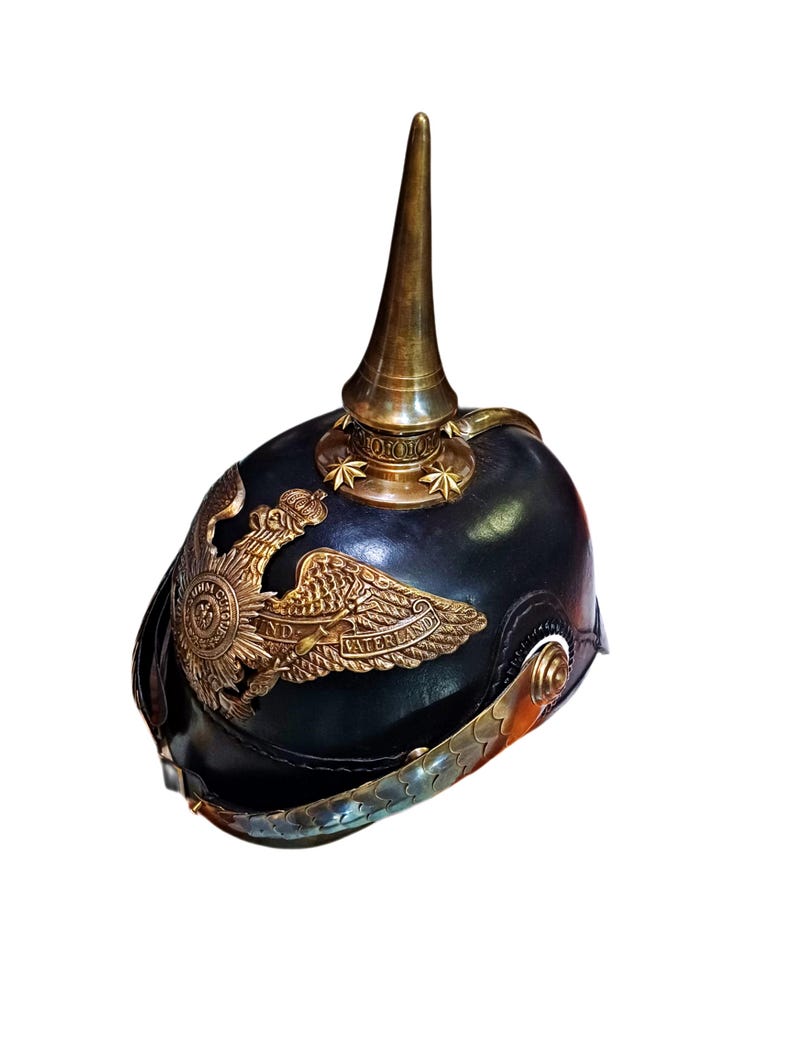 Imperial German Pickelhaube Spiked Helmet WWI Officer Style Black ...