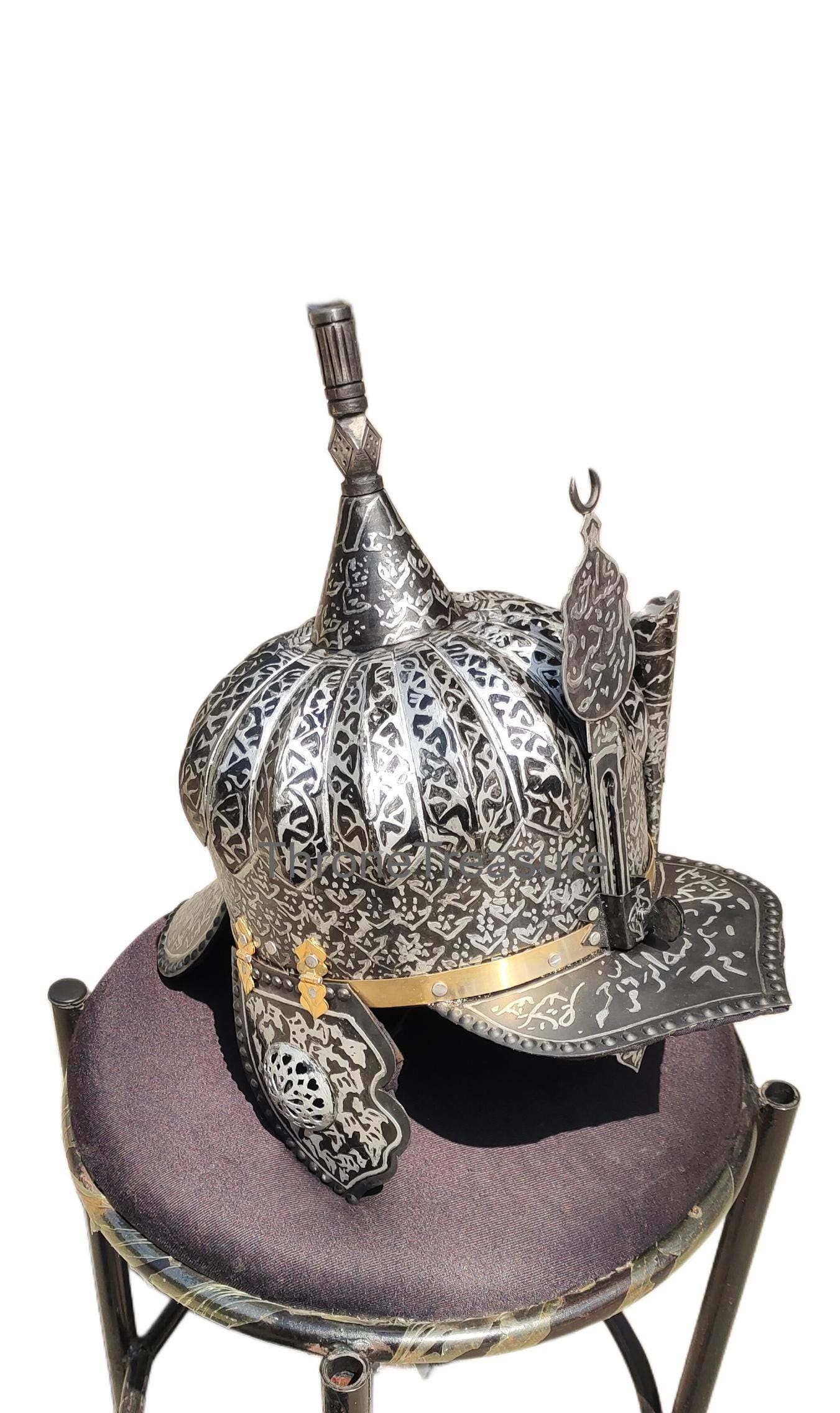 Medieval Ottoman Turkish Warrior Helmet Islamic Arabic Calligraphy ...