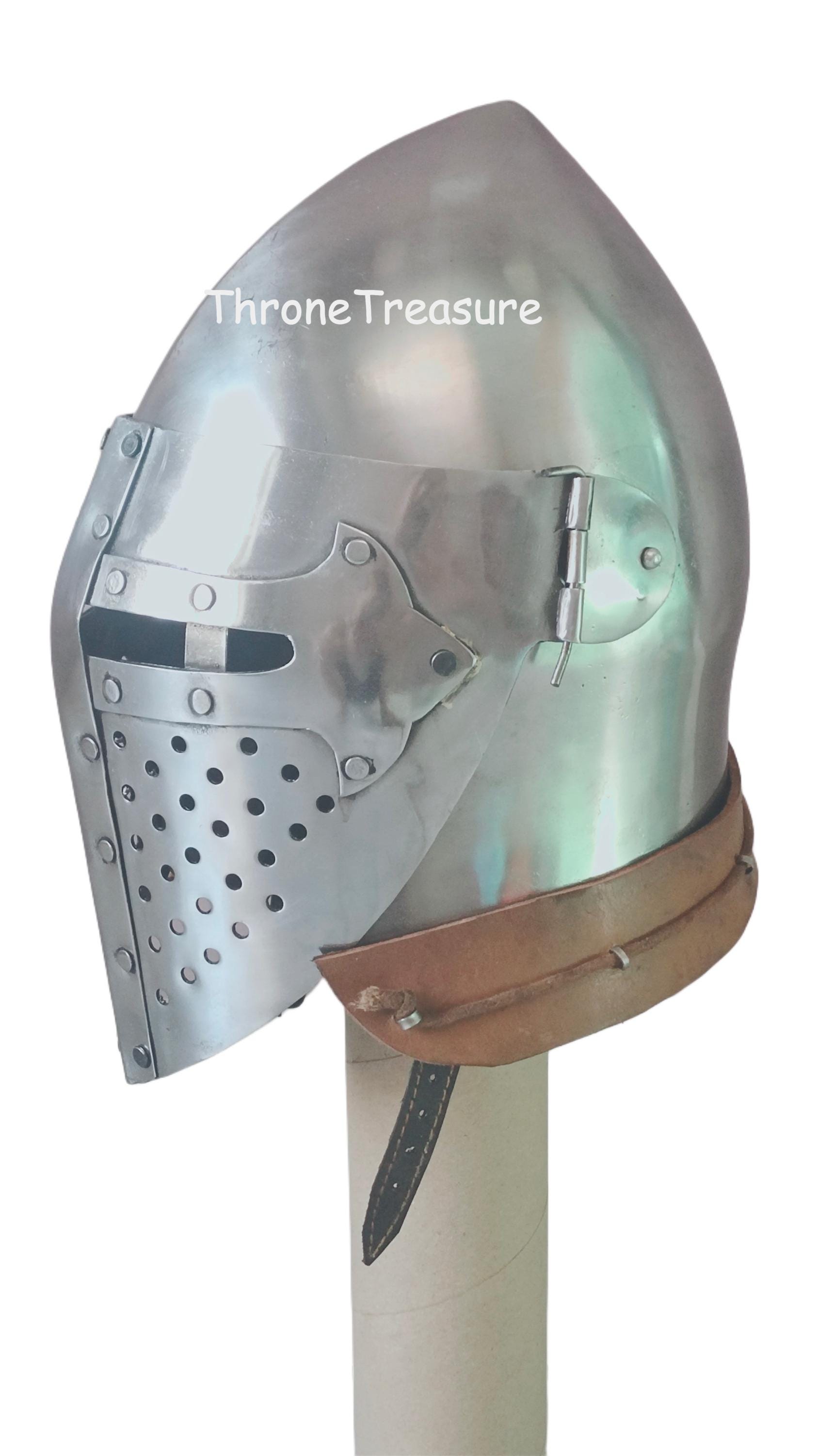 Medieval Bascinet Knight Helmet Adjustable Visor, Buhurt Armor, LARP ...