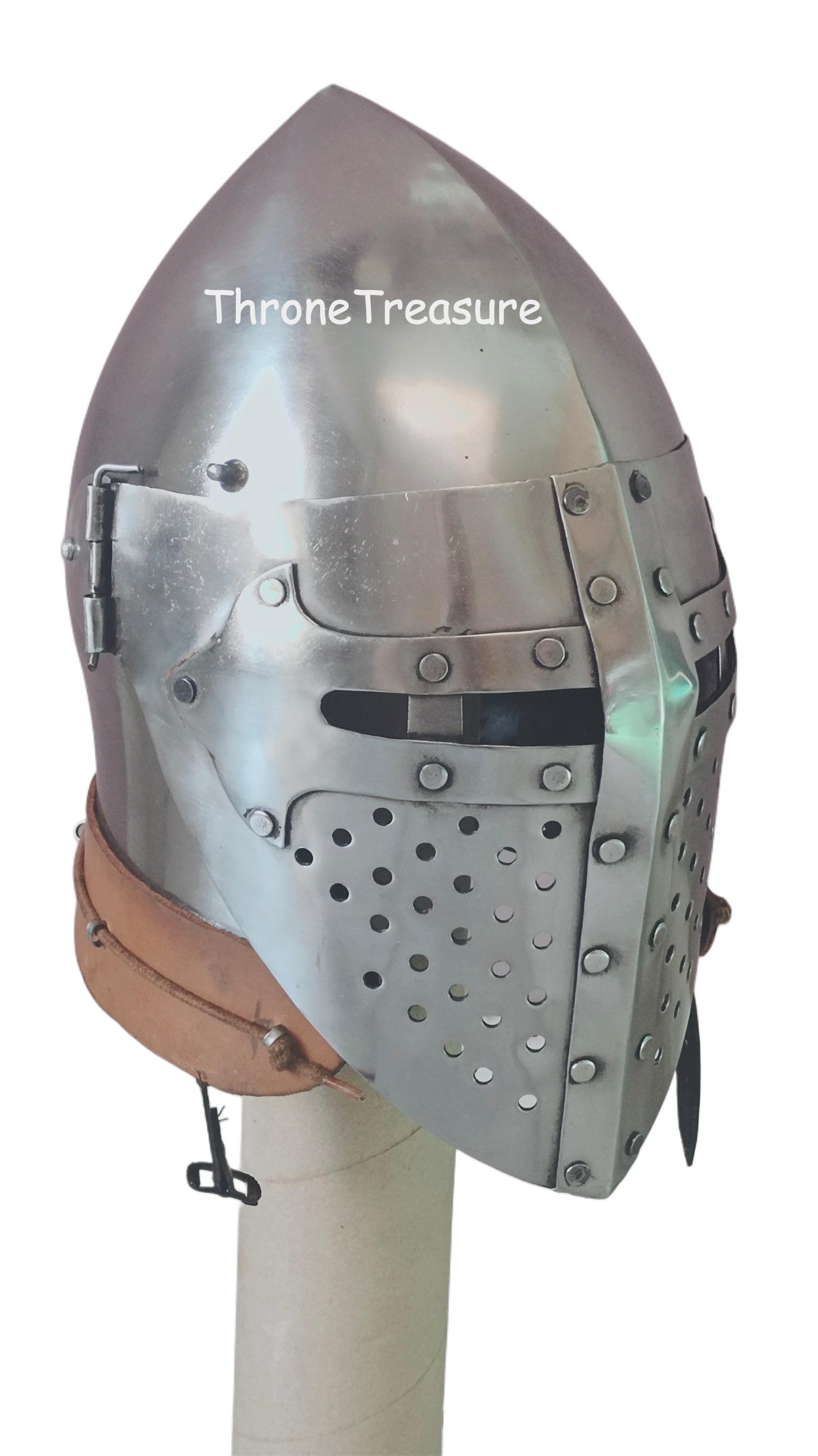 Medieval Bascinet Knight Helmet Adjustable Visor, Buhurt Armor, LARP ...