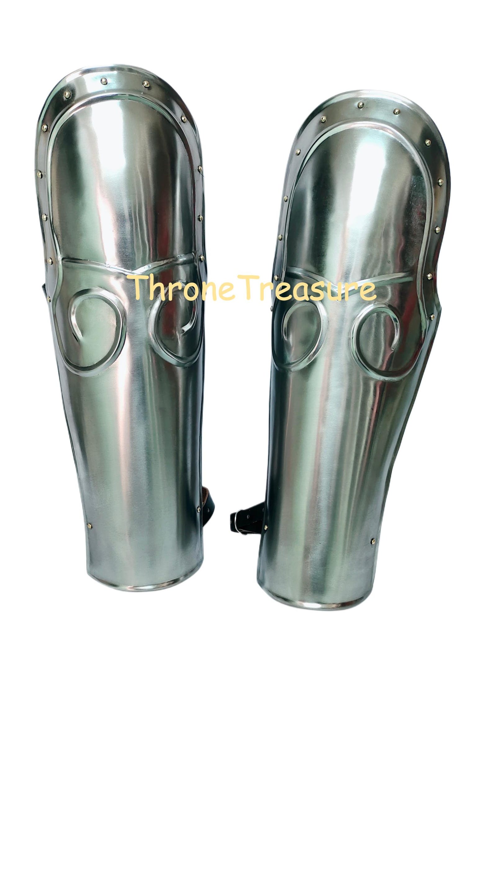 Medieval Leg Greaves 18 Gauge Steel Armor LARP Knight Cosplay ...