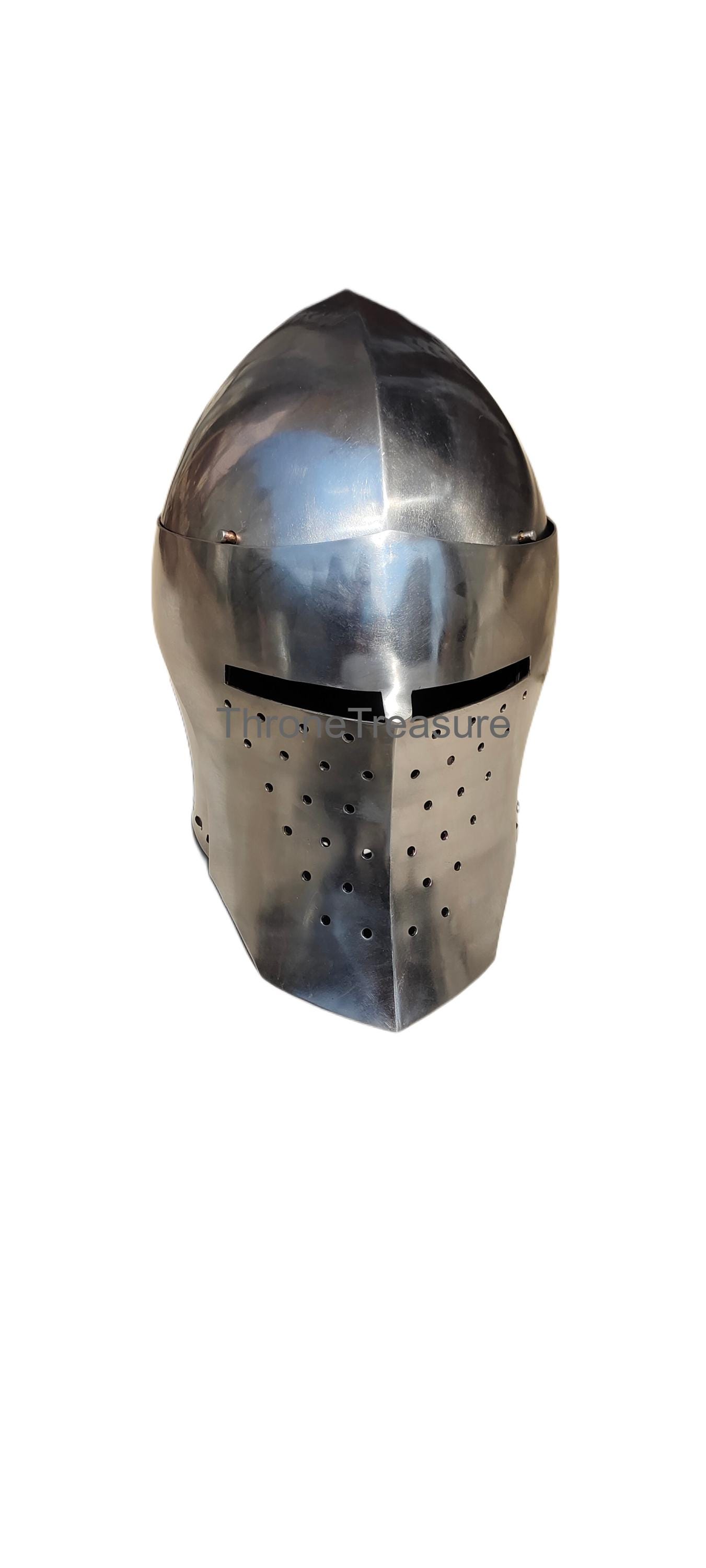 Medieval Bascinet Helmet 14th Century Reenactment Armor Knight’s Combat ...