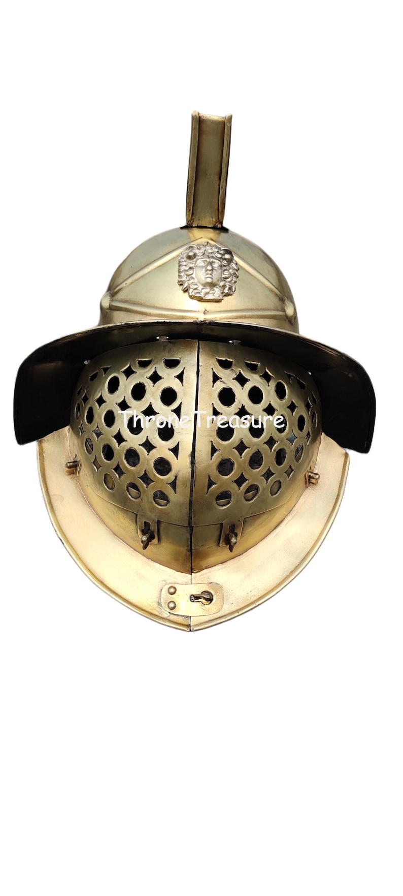 Medieval Gladiator Helmet Brass Roman Armor for Reenactment & Cosplay ...