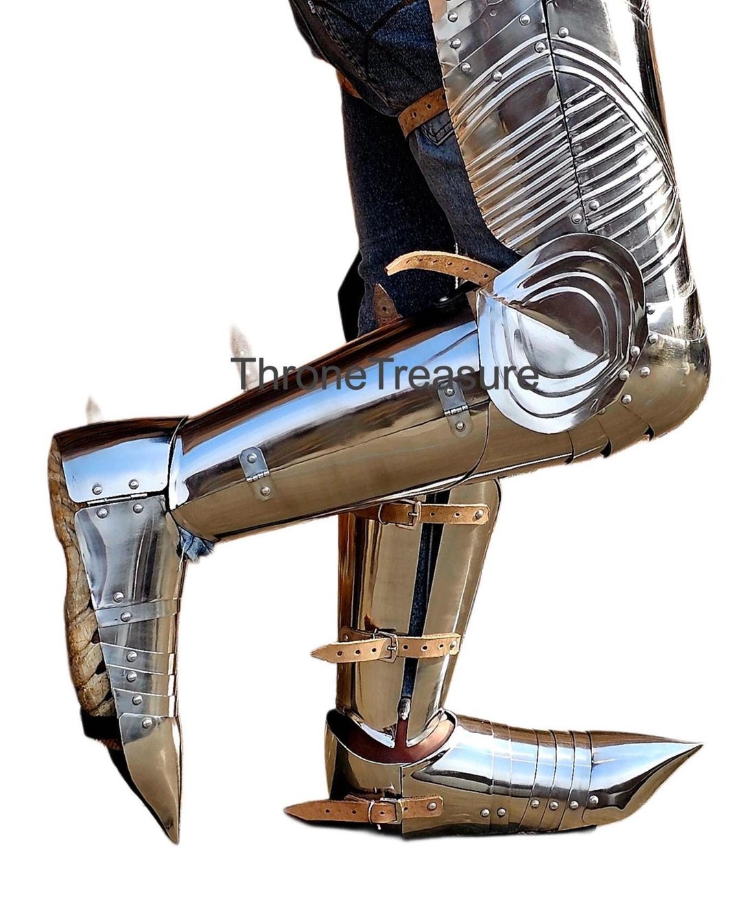 Medieval Gothic Knight Full Leg Guard Armor | 18 Gauge Steel LARP ...