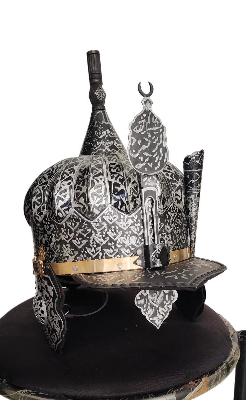 Medieval Ottoman Turkish Warrior Helmet Islamic Arabic Calligraphy ...