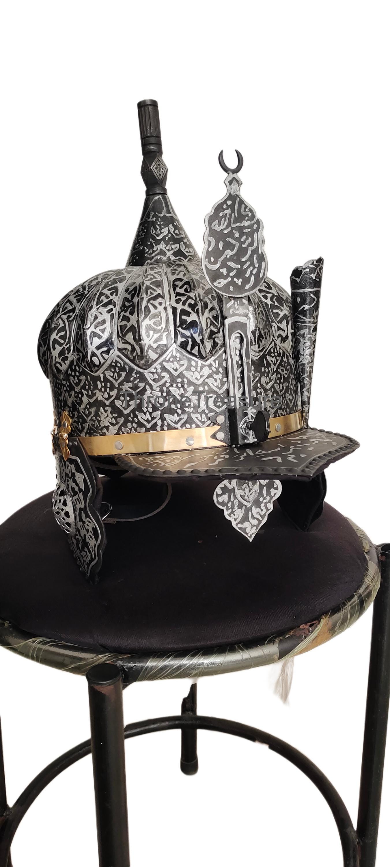 Medieval Ottoman Turkish Warrior Helmet Islamic Arabic Calligraphy ...