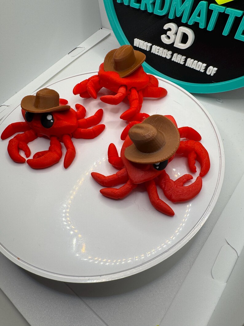 Cowboy Crab 3D Printed Articulated Desk Buddy - Cute Western Crab ...
