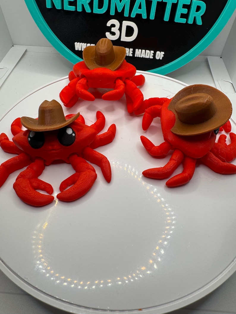 Cowboy Crab 3D Printed Articulated Desk Buddy - Cute Western Crab ...