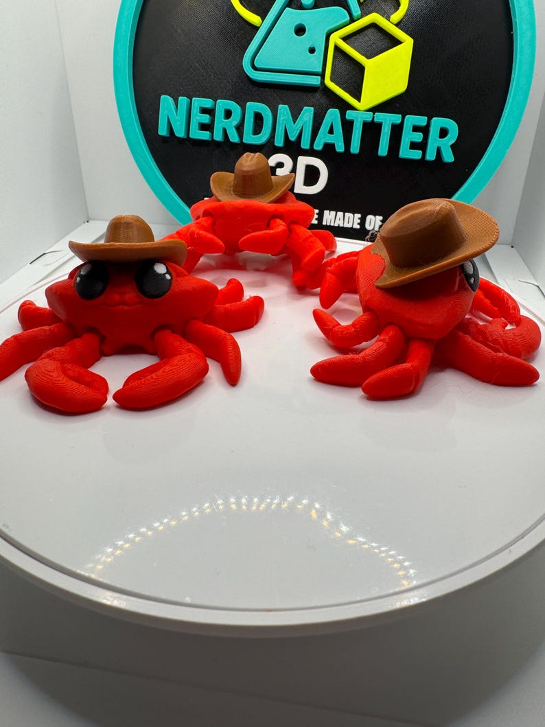 Cowboy Crab 3D Printed Articulated Desk Buddy - Cute Western Crab ...