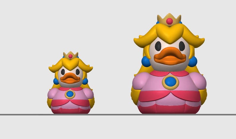 Blonde Princess Duck 3D Printed Figure, Pink Crowned Jeep Duck ...