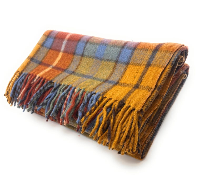 Buchanan Ancient Tartan Wool Knee Blanket, Scottish Made, Fringed Throw ...