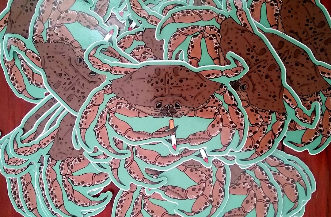 Crab Smoking A Cigarette Vinyl Sticker - Etsy