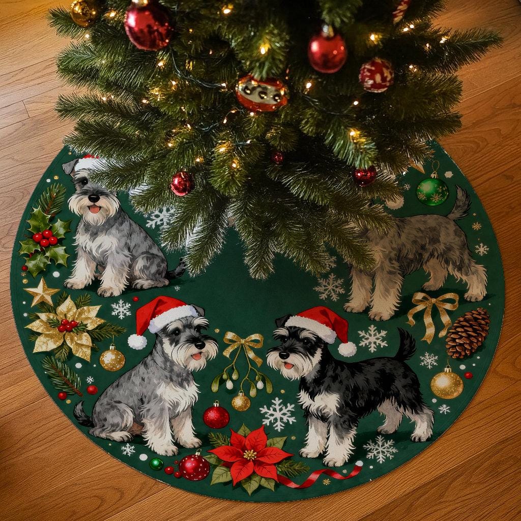 Miniature Schnauzer Dog Christmas Tree Skirt, Miniature Schnauzer Dog ...
