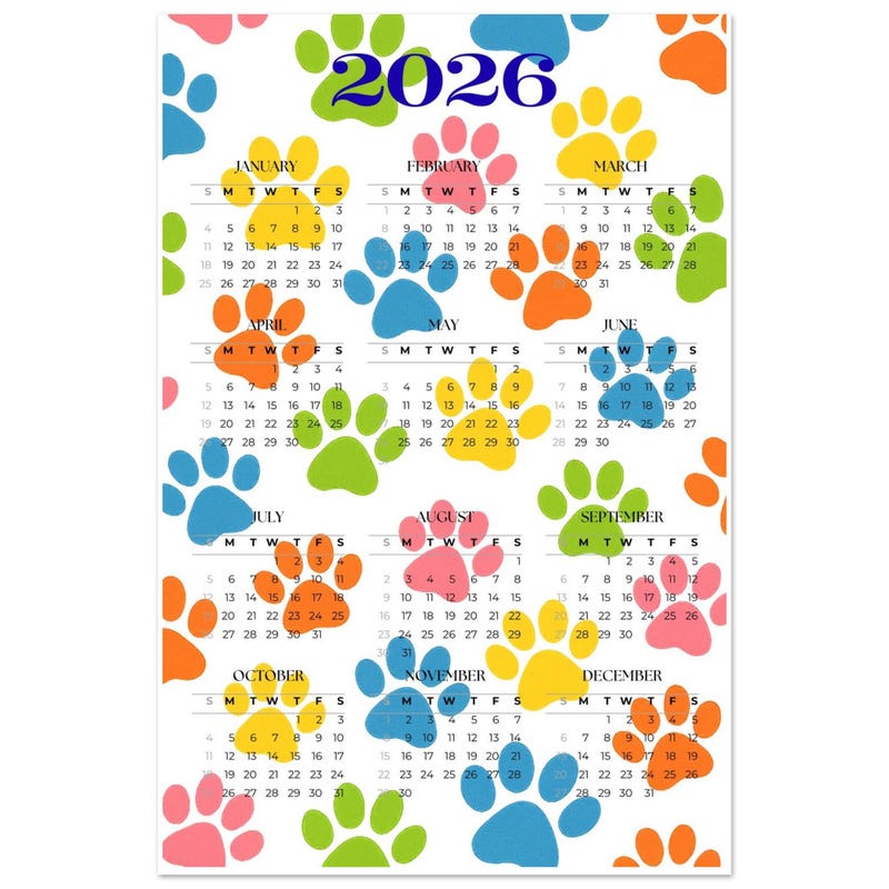The Paw Print 2026 Calendars - Etsy