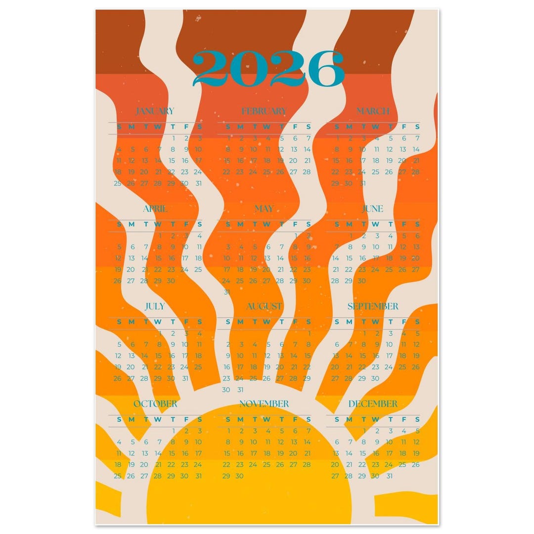 12x18″ 70s Sunrise 2026 Calendar Poster - Etsy
