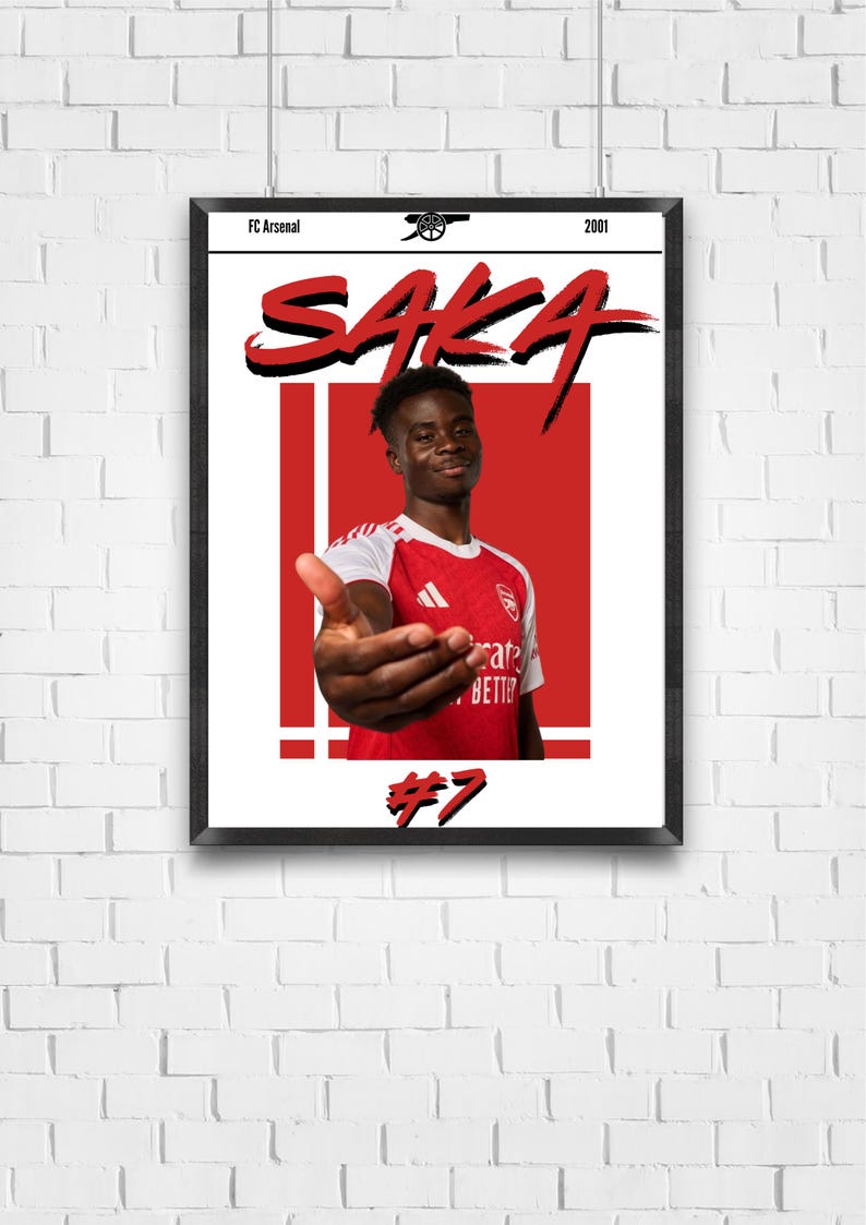 Bukayo Saka Arsenal Poster, Soccer Star Wall Art (digital Download) - Etsy