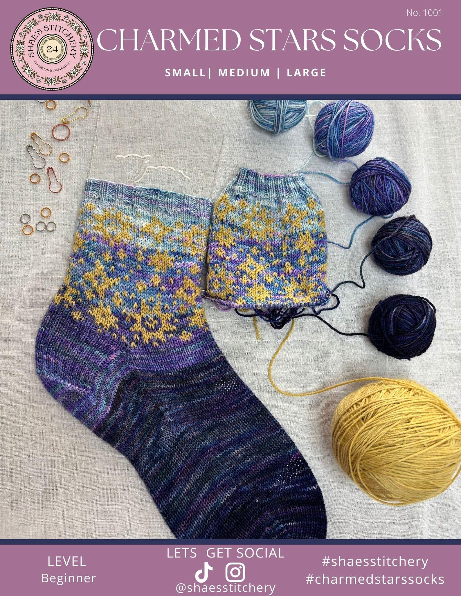 Charmed Stars Sock Knitting Pattern- PDF - Etsy